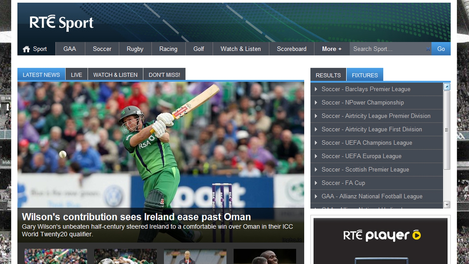 RTÉ Sport gets new-look website