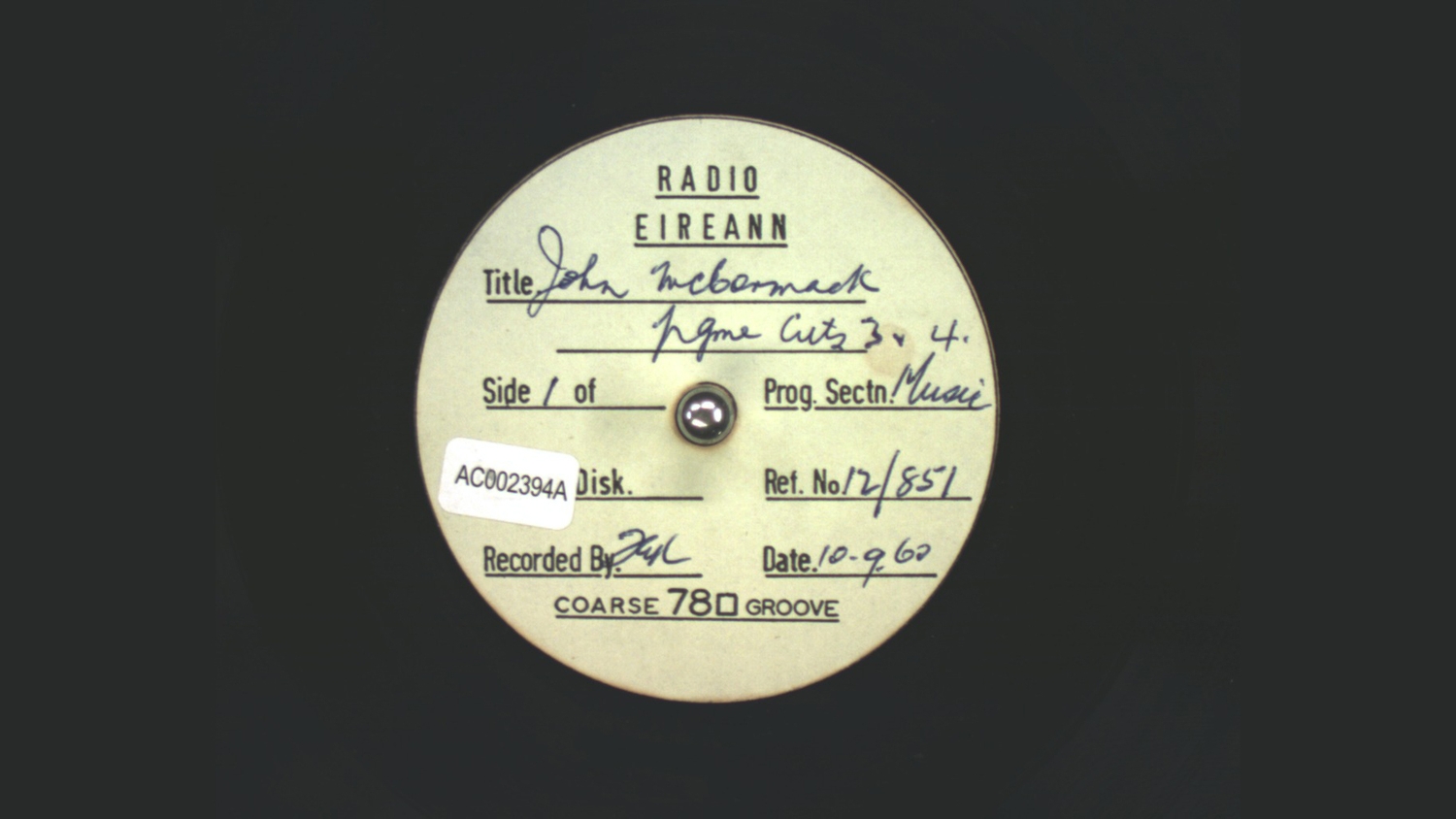 RTÉ Archives | Collections | John McCormack Programme : Lily Foley