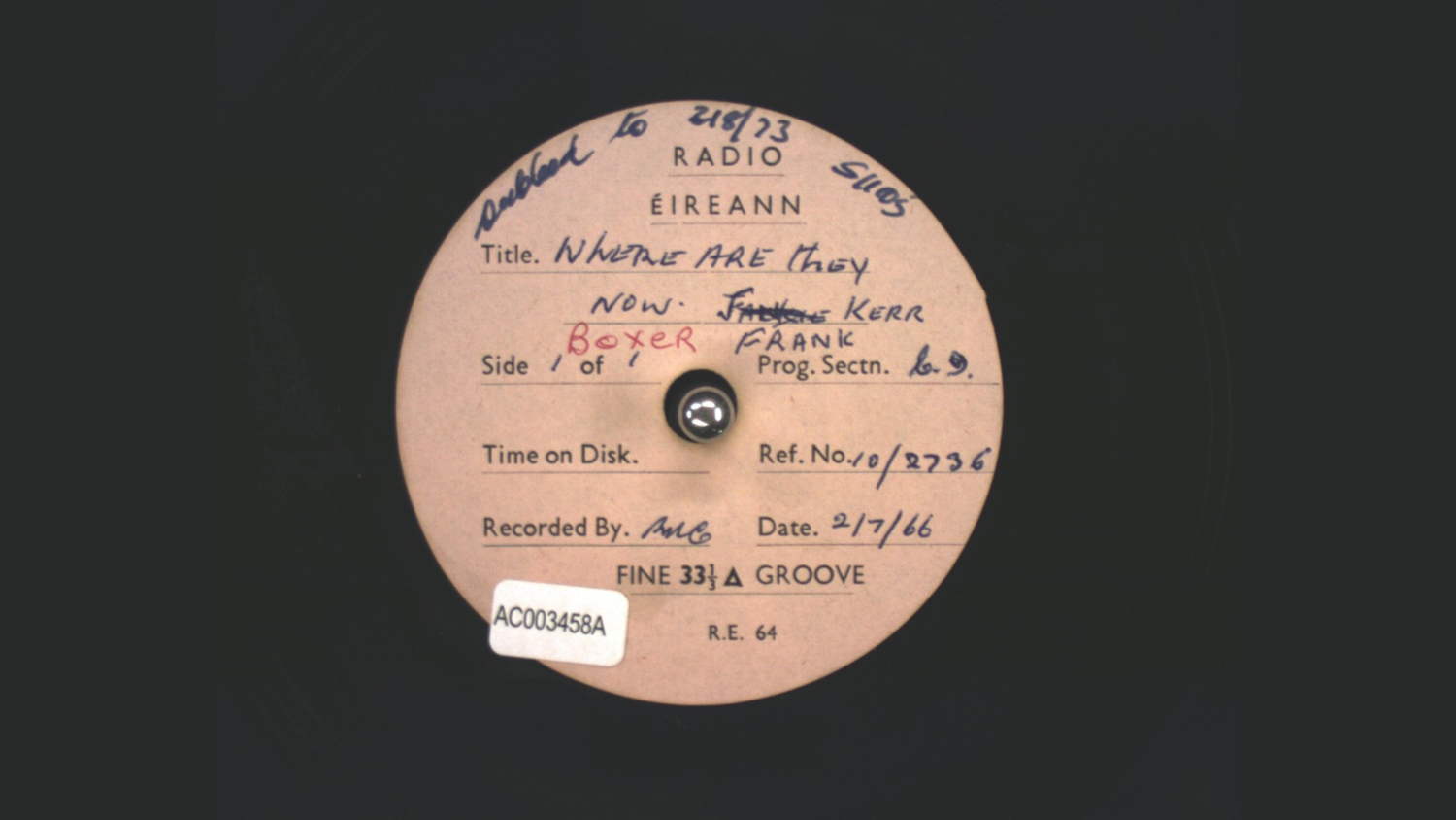 RTÉ Archives | Collections | Where Are They Now? : Frank Kerr