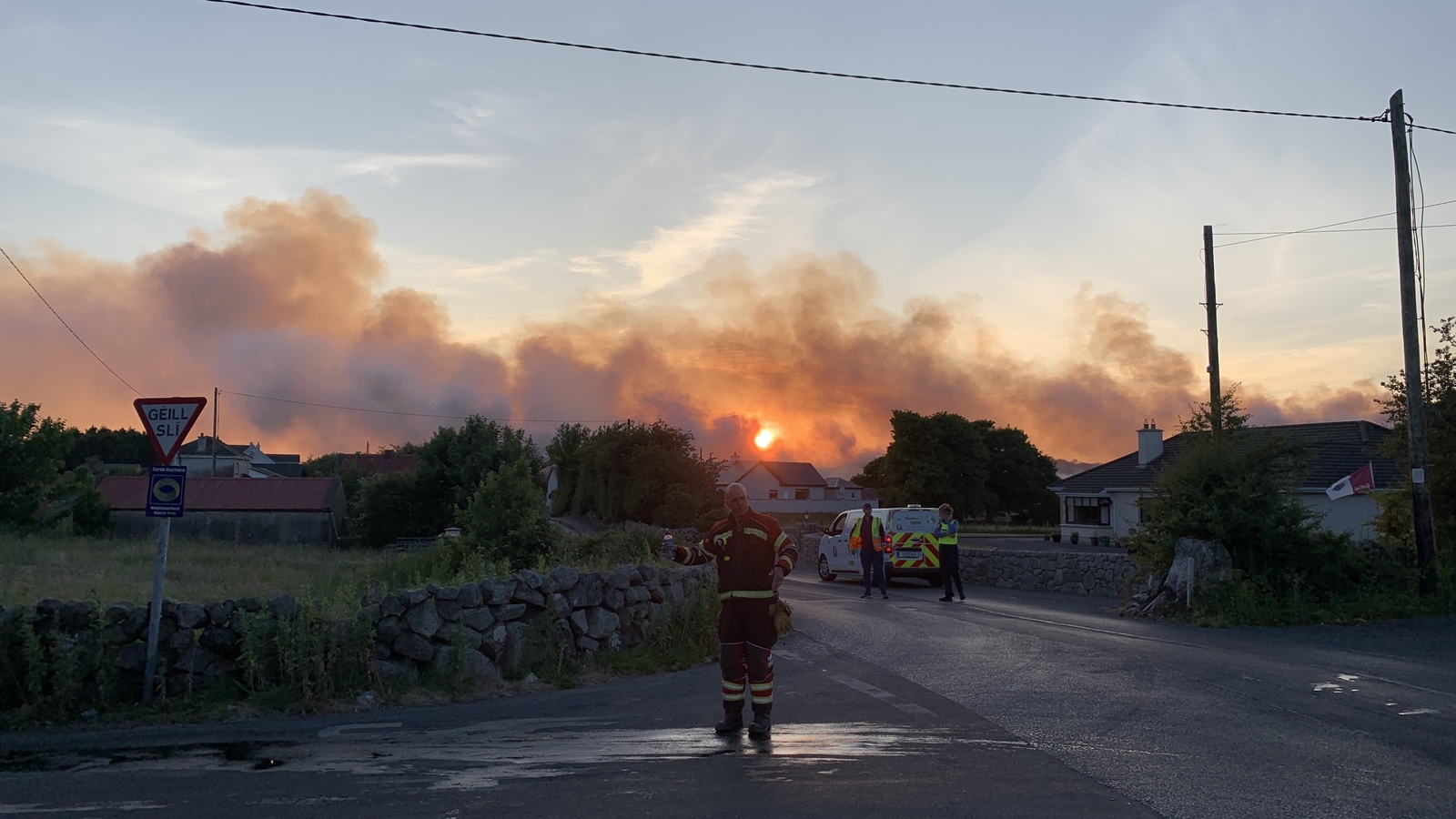 Firefighters in Galway tackling gorse fire